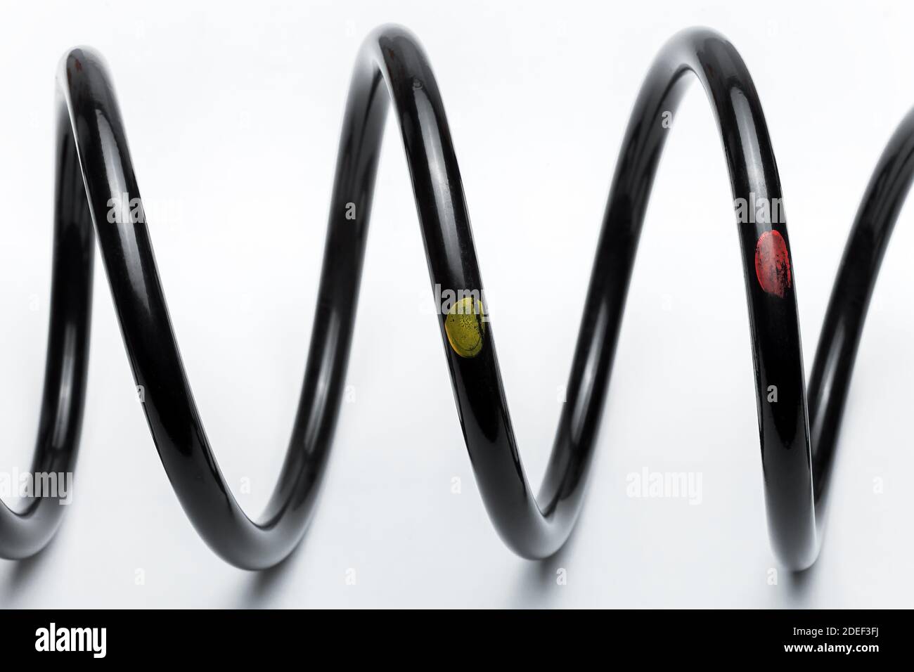 black coil spring made of durable steel for car suspension close-up ...