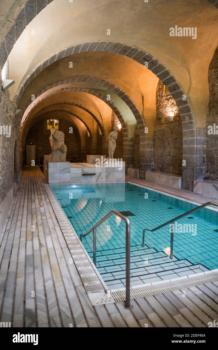 Interior of the Roman spa in the Baños de Montemayor, Spain, Europe ...