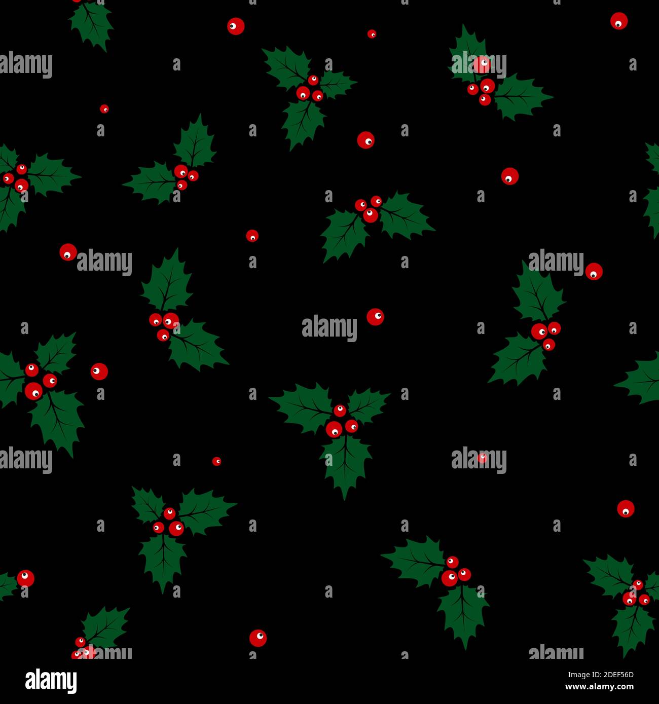Christmas Holly Berry Seamless Pattern Background. Vector illustration ...