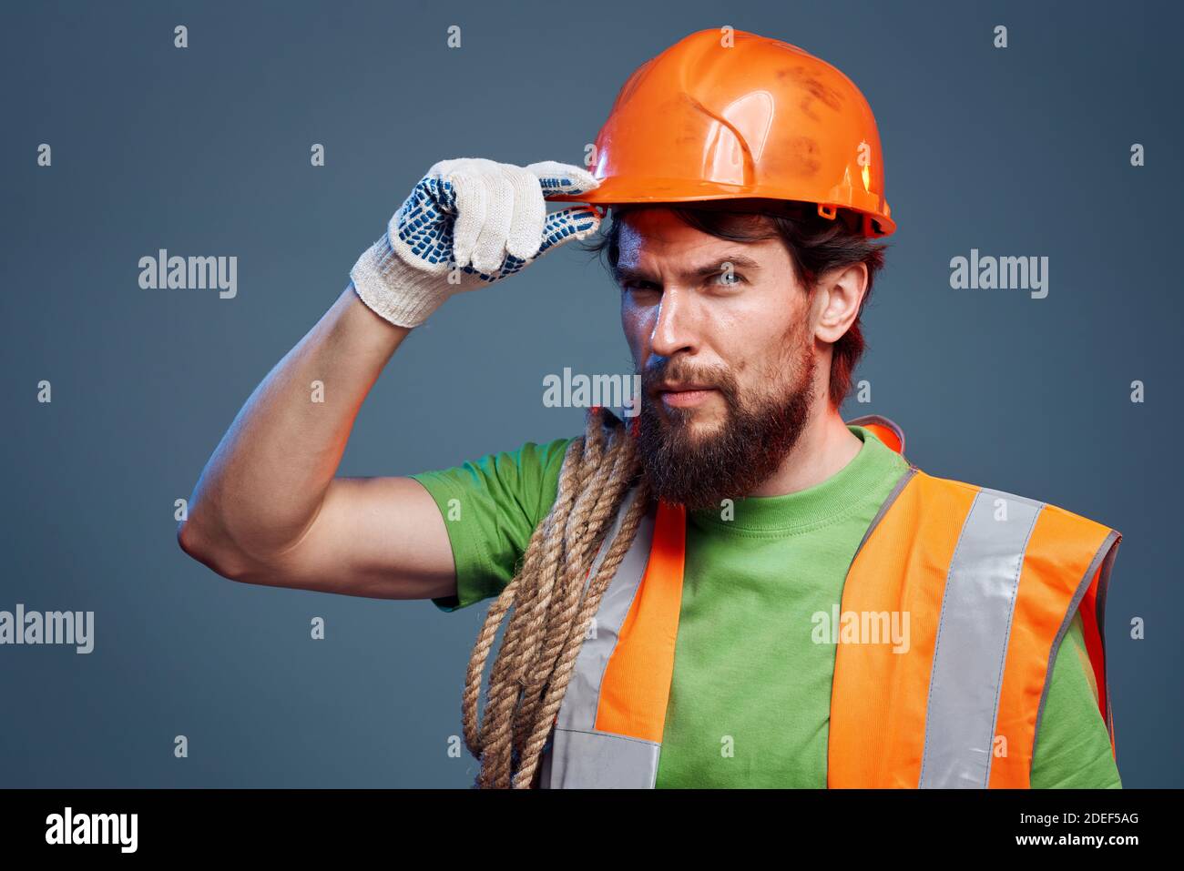 Man in orange paint professional engineer working construction Stock ...