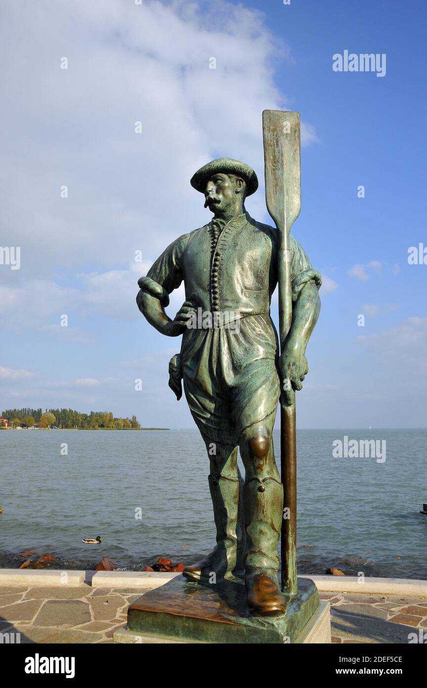 statue of a ferryman, Balatonfüred, Bad Plattensee, Veszprém county ...