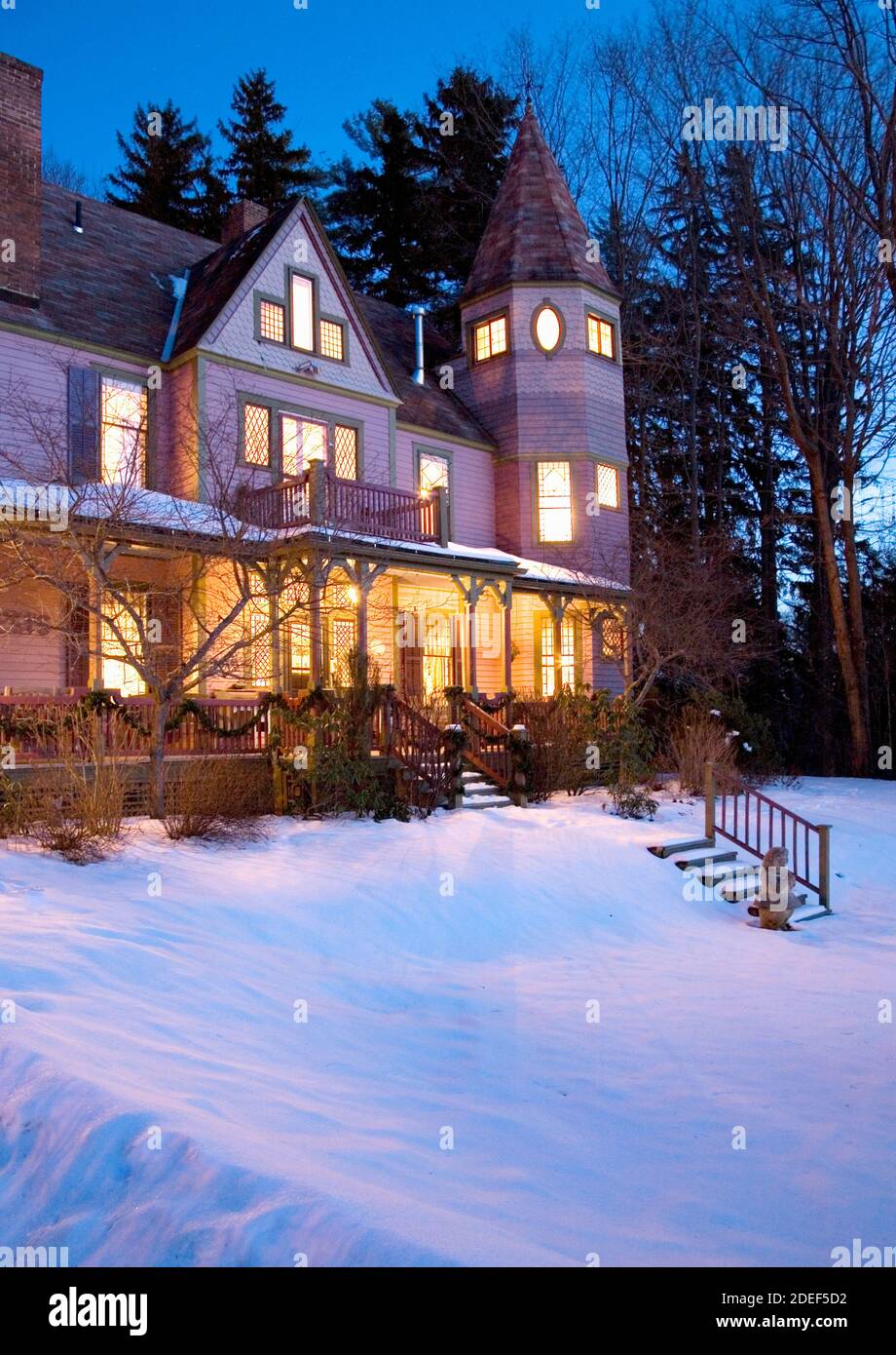 Victorian Home at Night Stock Photo - Alamy