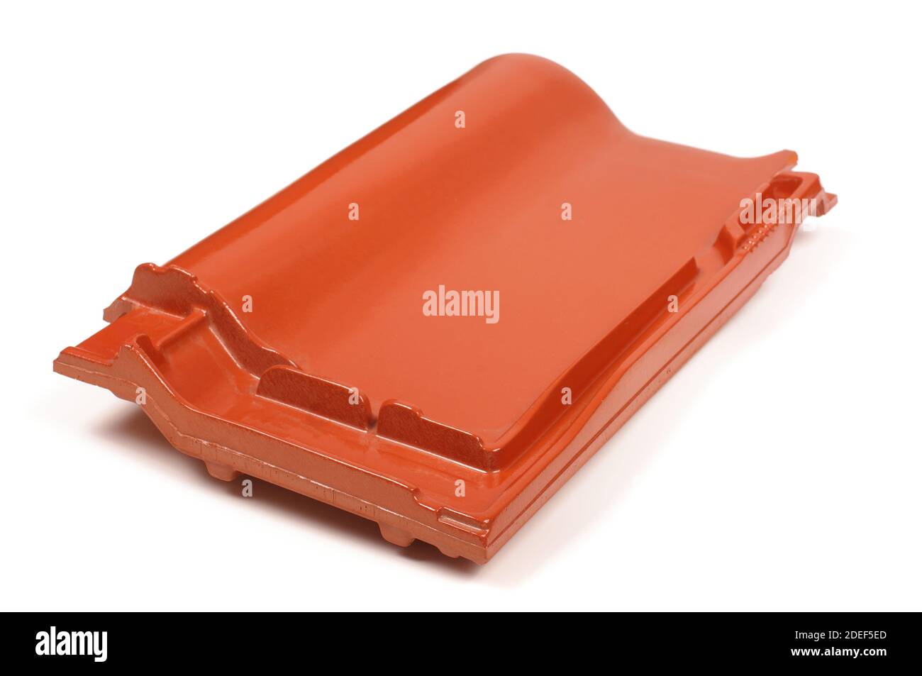 Single new shinny red roof tile isolated on the white background Stock ...