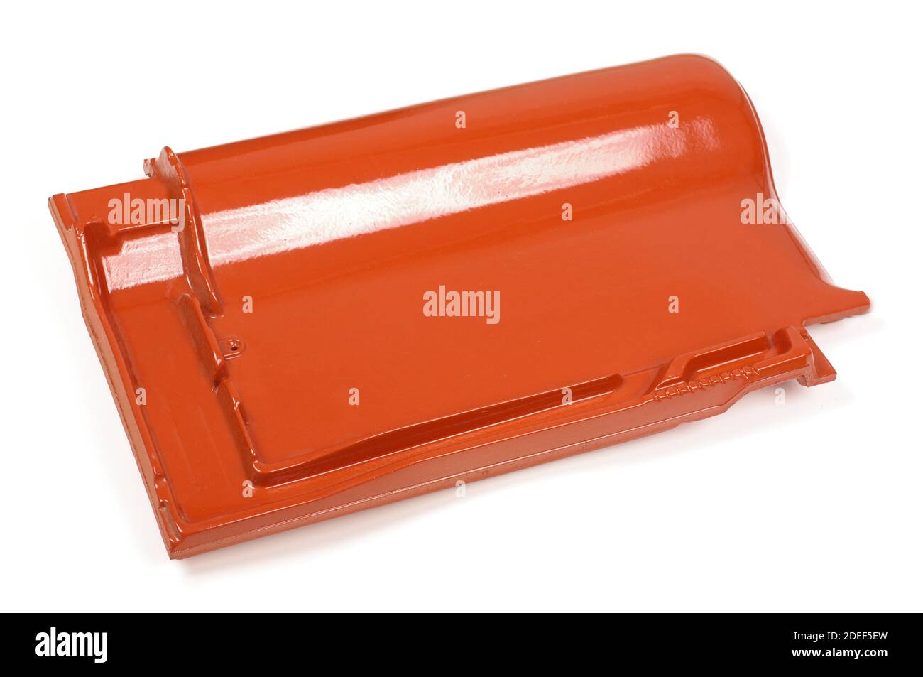 Single new shinny red roof tile isolated on the white background Stock ...