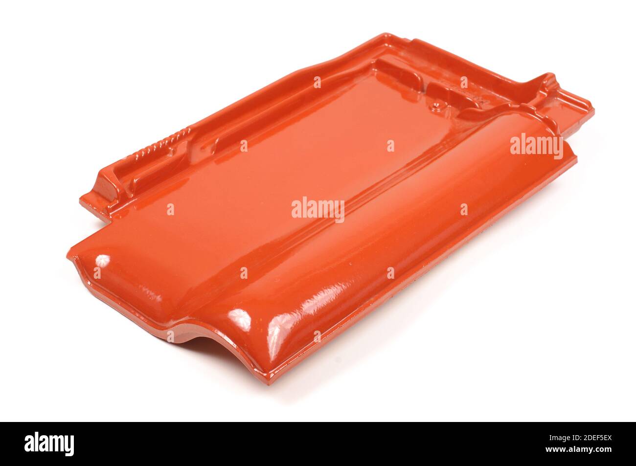 Single new shinny red roof tile isolated on the white background Stock ...
