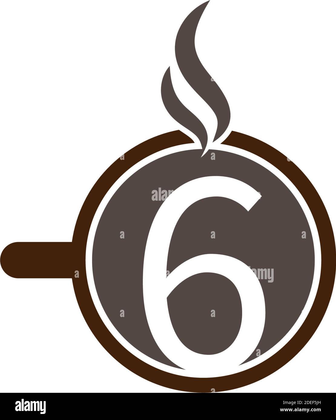 Coffee cup icon design number 6 logo concept template Stock Vector ...