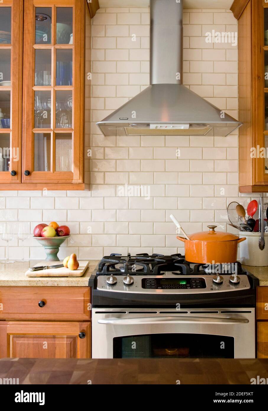 Kitchen with subway tile Stock Photo - Alamy