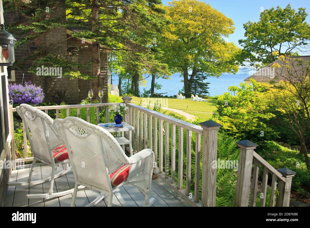 Deck overlooking the ocean Stock Photo - Alamy