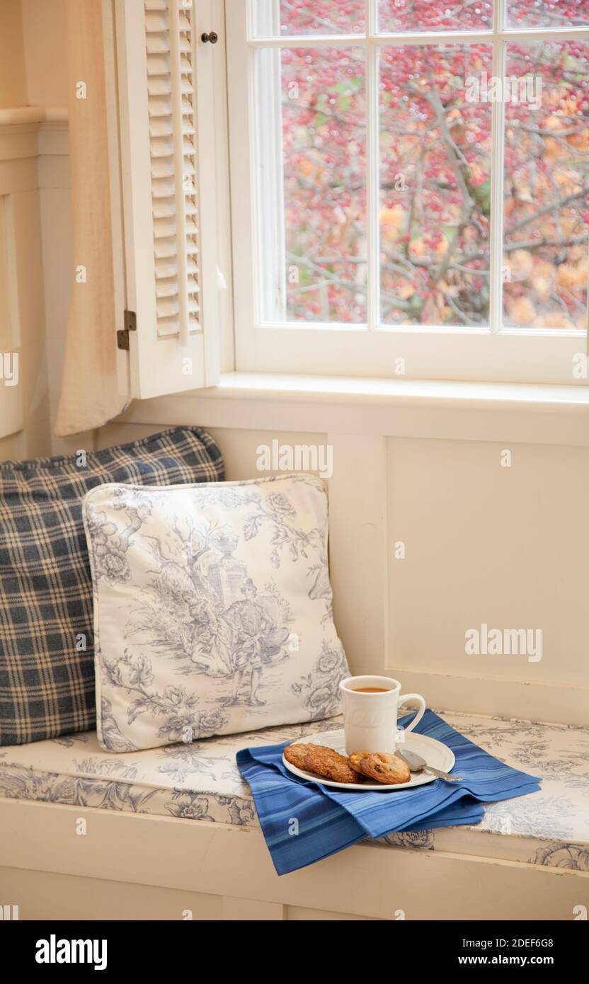 Window seat with tea Stock Photo - Alamy