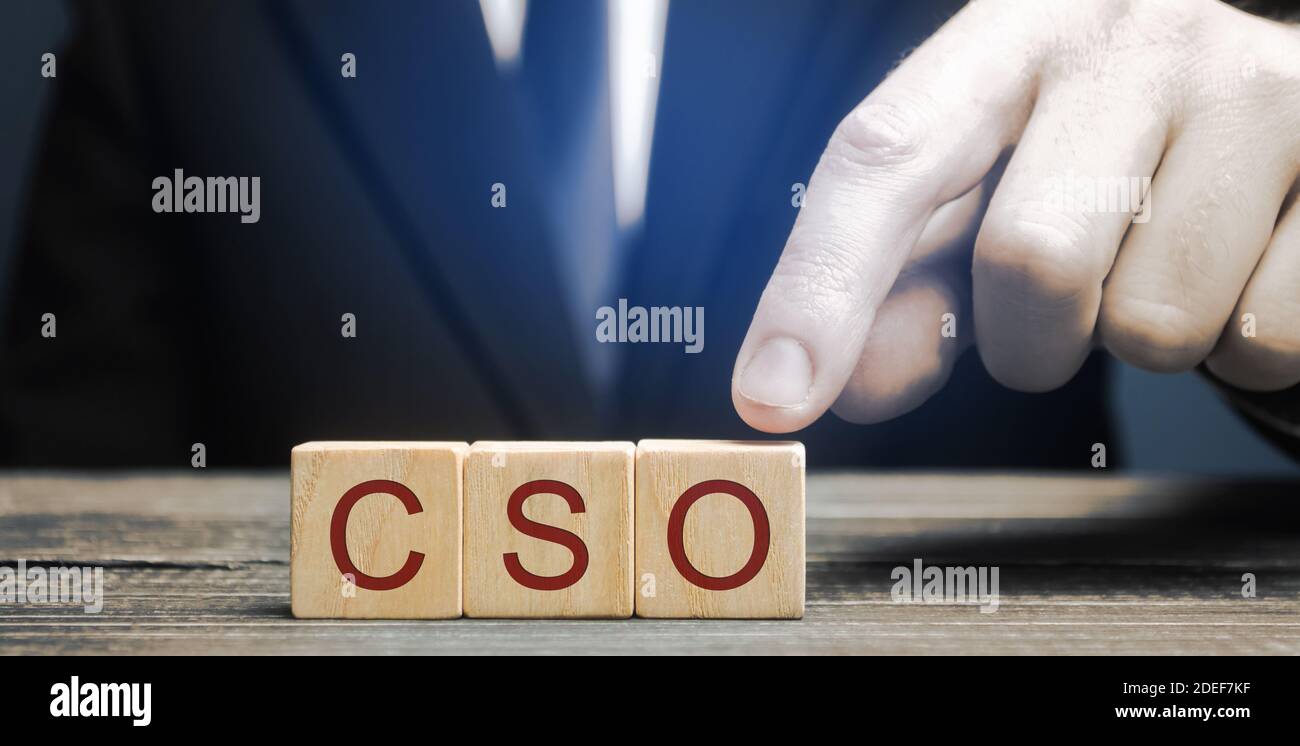 Wooden blocks with the word CSO. Chief strategy officer, chief ...