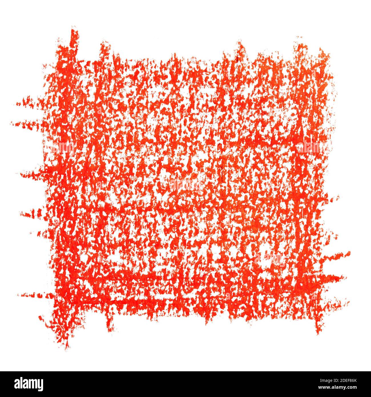 Red crayon square isolated on the white background. Hand drawn texture ...