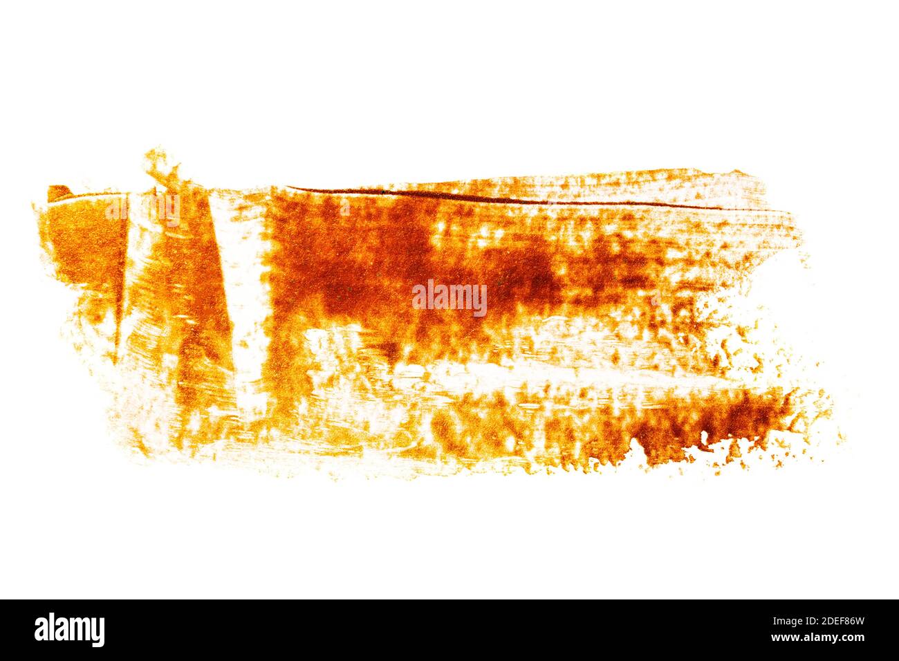 Golden brush stroke isolated on the white background. Abstract texture ...