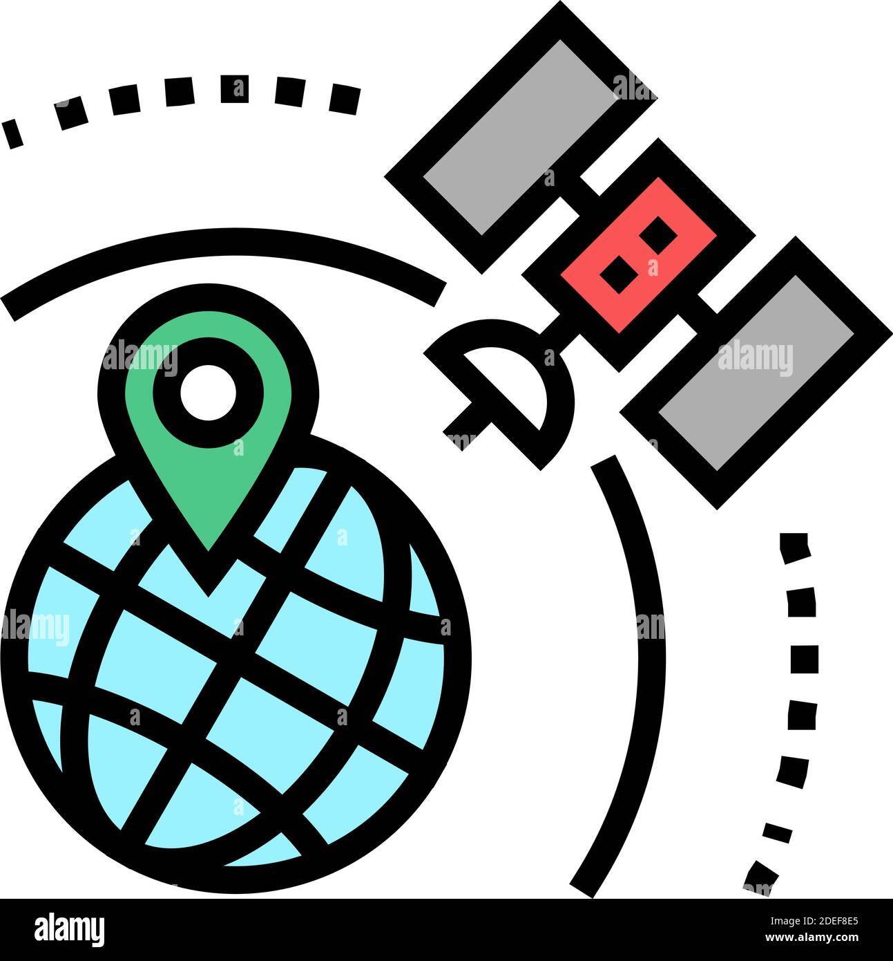satellite earth location pin color icon vector illustration Stock ...