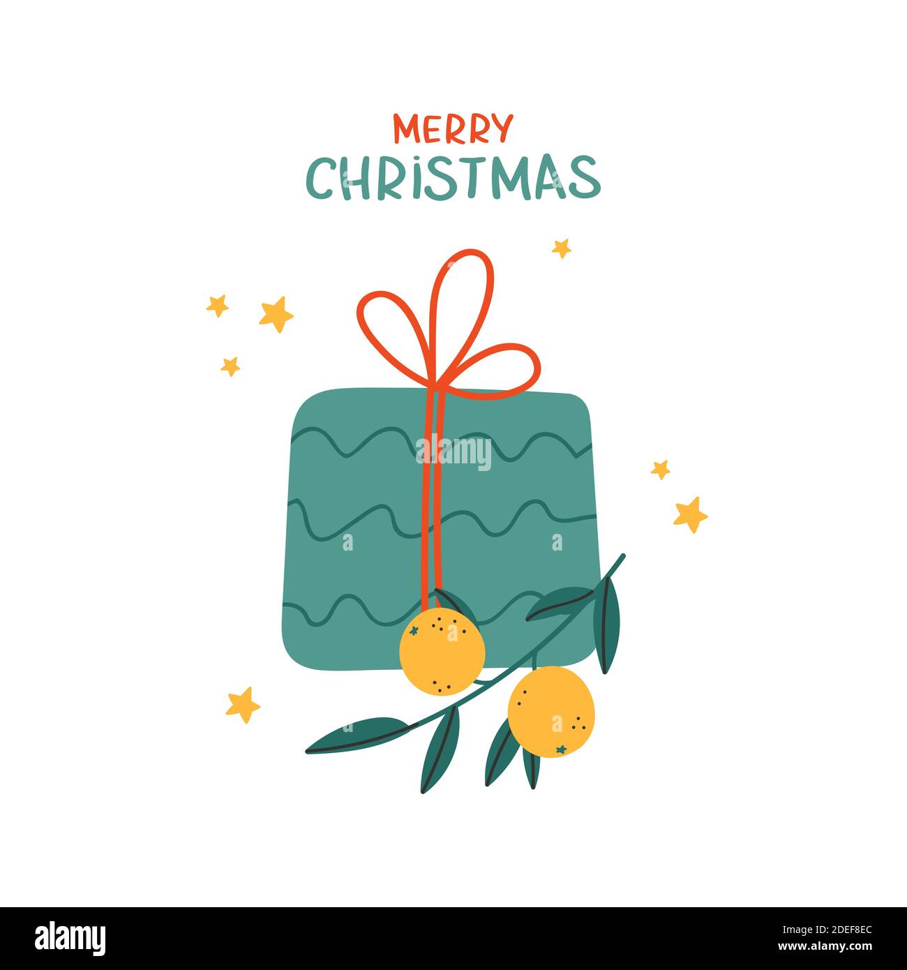 Surprise gift box with tangerine.Template for card Stock Vector Image ...