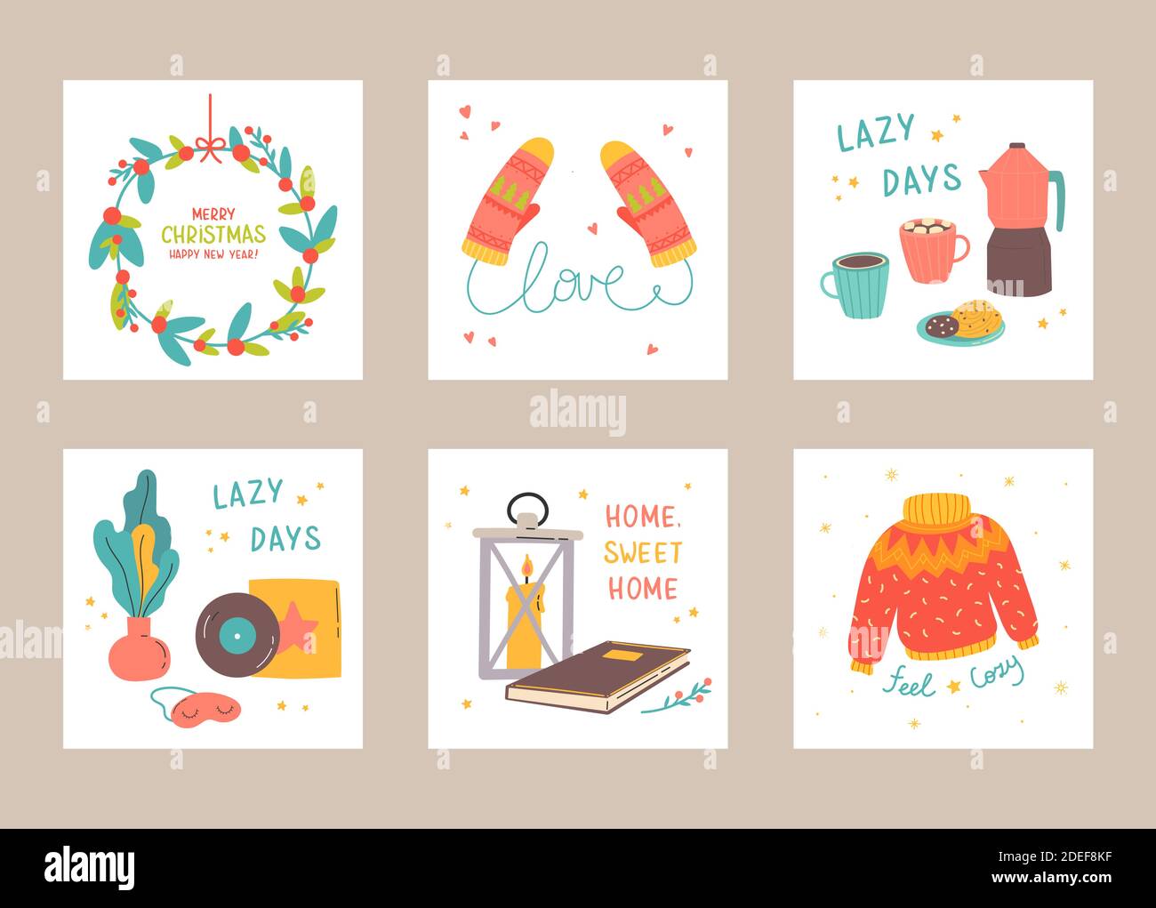 Christmas hygge card design Stock Vector Images - Alamy