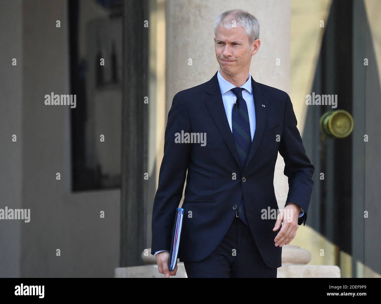 Franck Riester leaving the Elysee Palace following the French Weekly ...