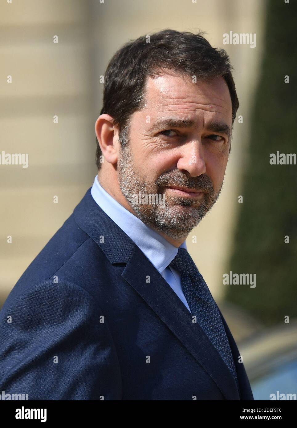 Christophe Castaner leaving the Elysee Palace following the French ...