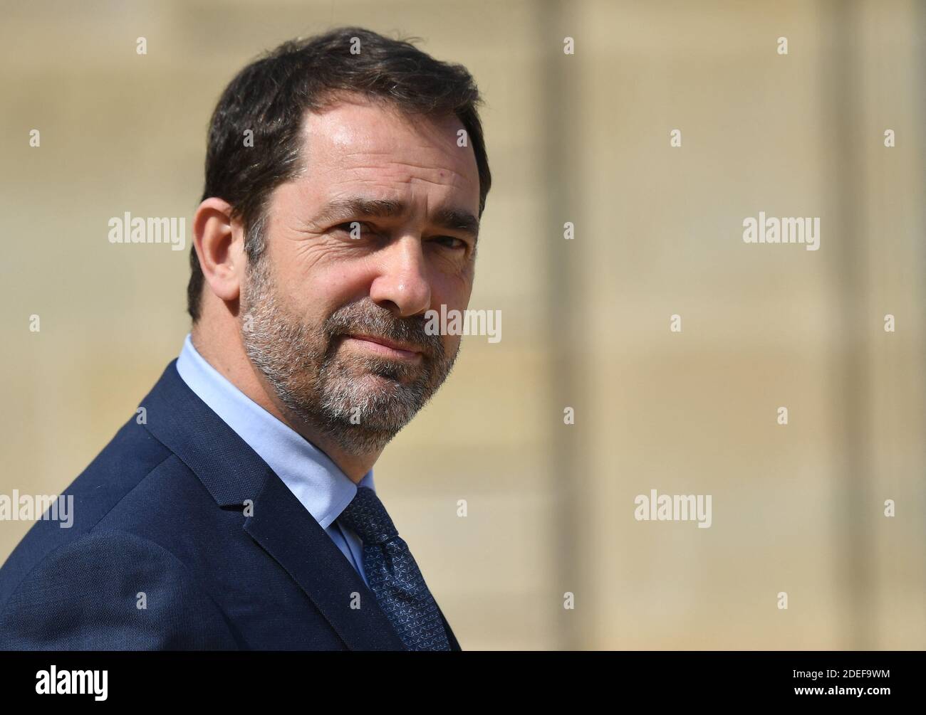 Christophe Castaner leaving the Elysee Palace following the French ...