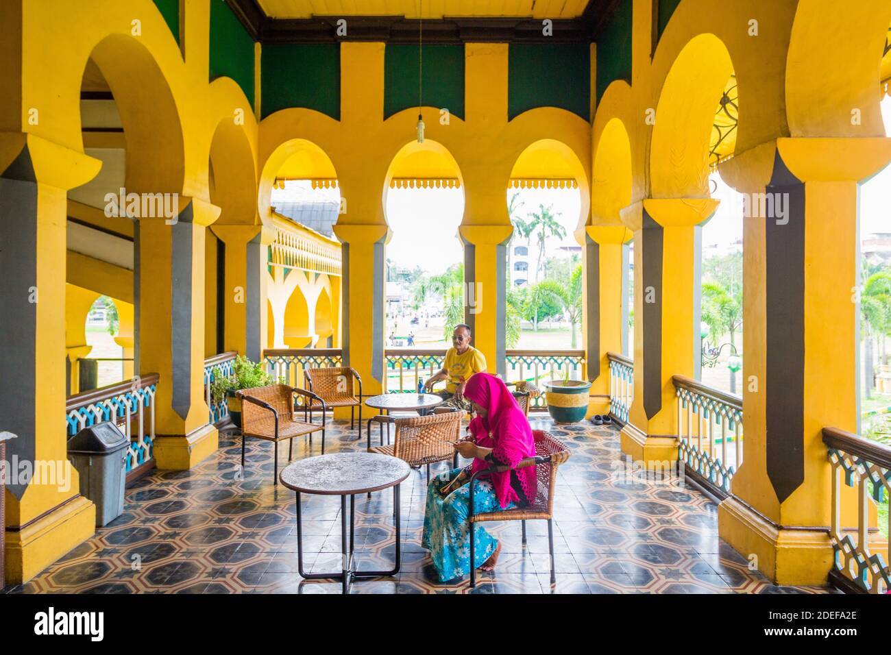 Visitors at one of the areas inside Istana Maimum, a royal palace in ...