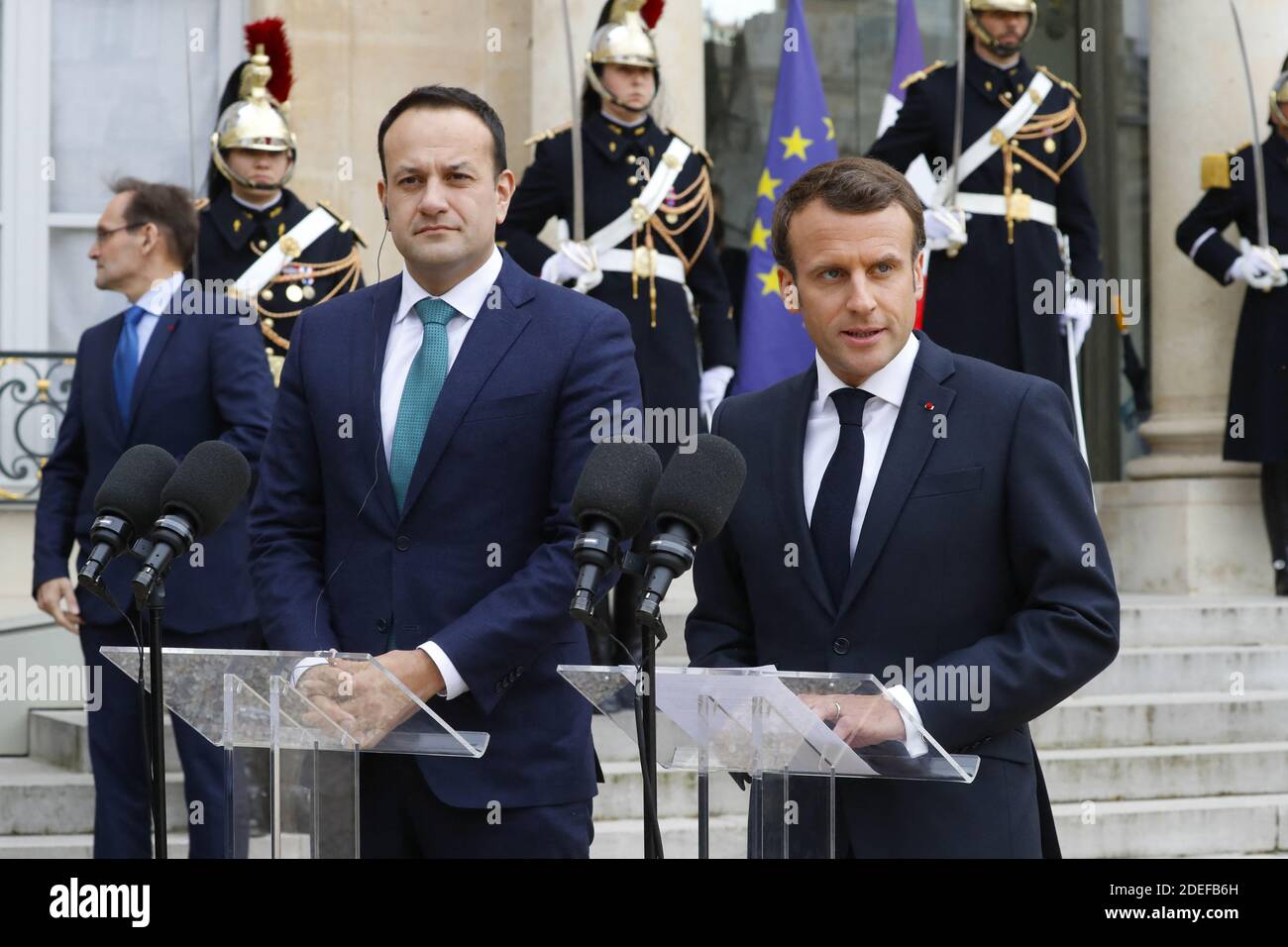 French president Emmanuel Macron and the Irish Prime Minister Leo ...