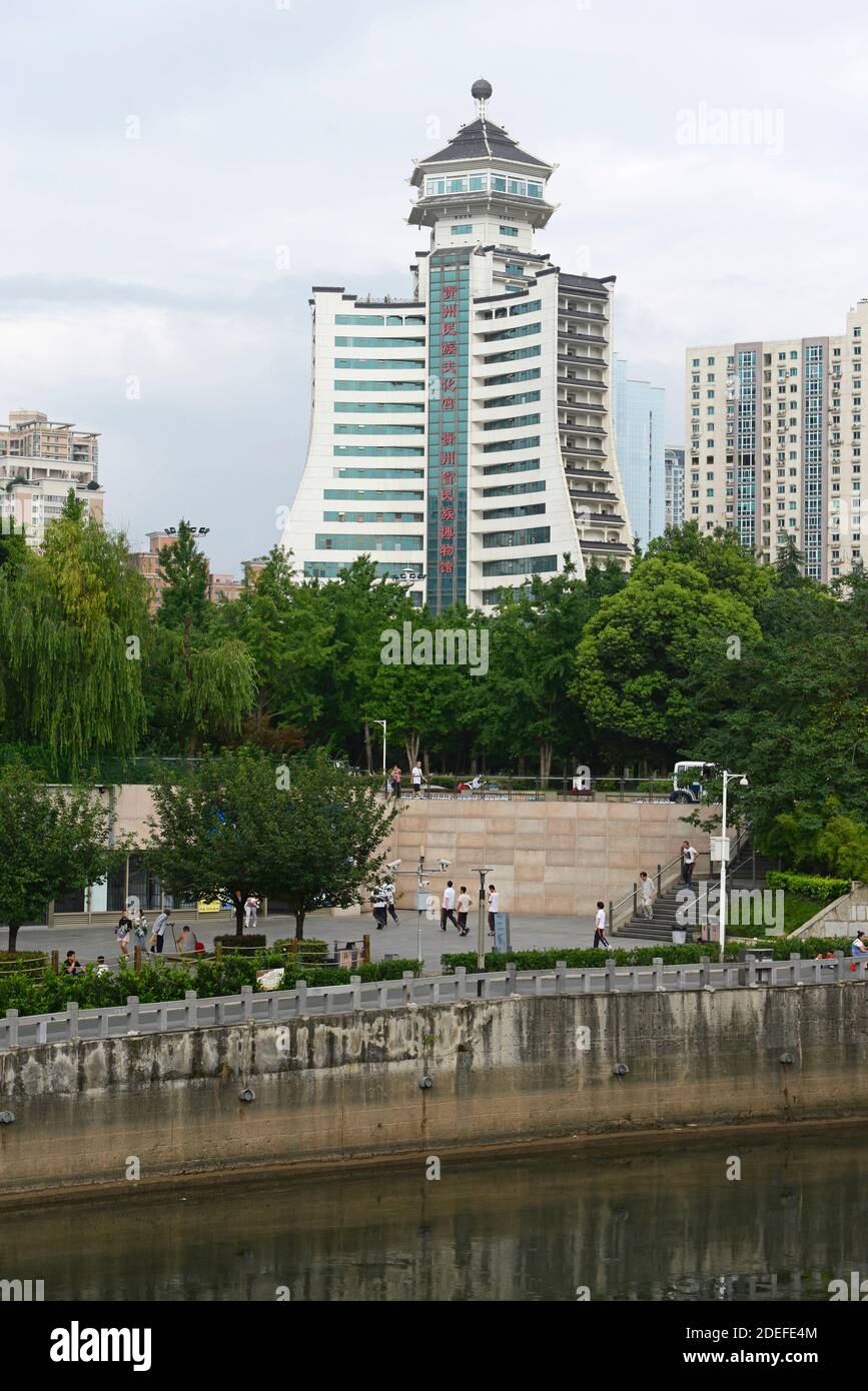 A triangular hotel building in central Guiyang, Guizhou province, China ...