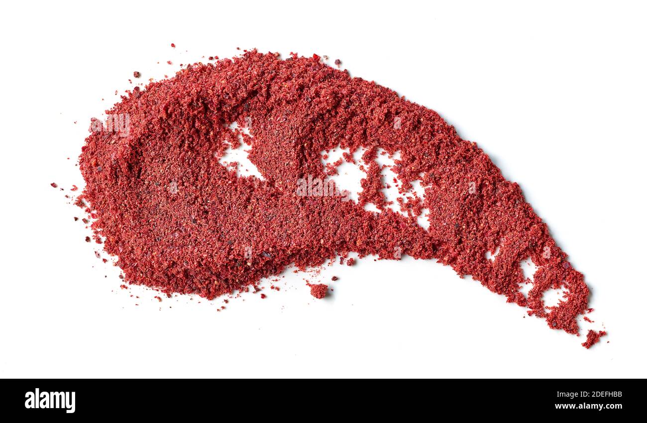 dried cranberry powder isolated on white background, top view Stock ...