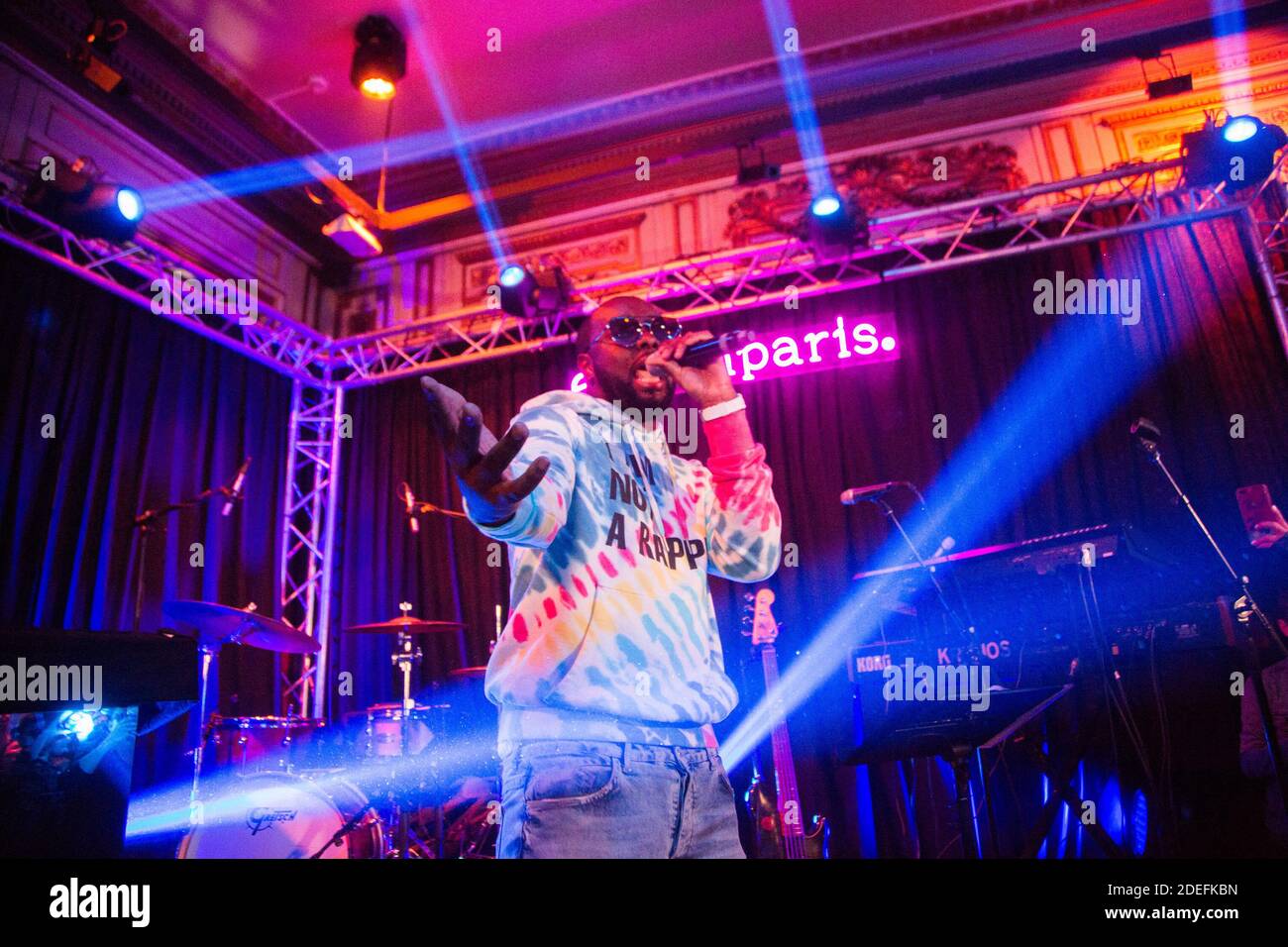 Gims perform during 'I Am Not A Rapper' Elevenparis Capsule Collection ...