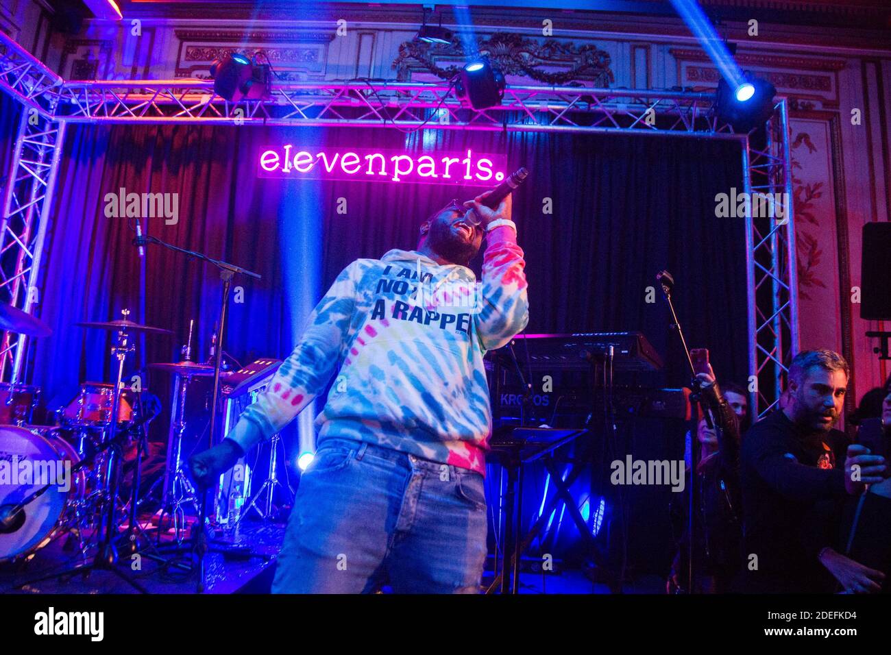 Gims perform during 'I Am Not A Rapper' Elevenparis Capsule Collection ...