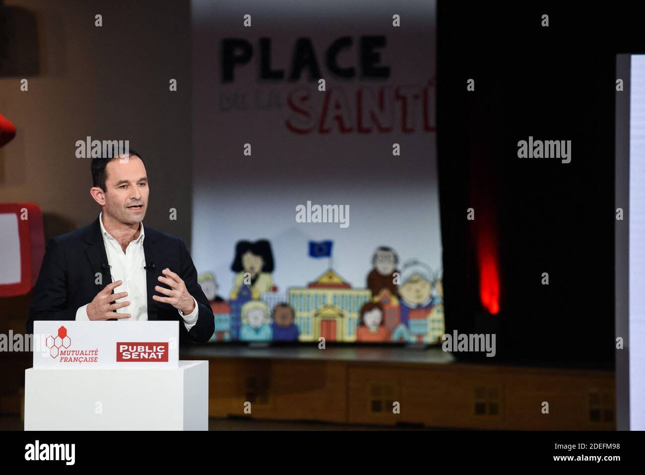 Generation.s head of list Benoit Hamon speaks during a debate at the ...