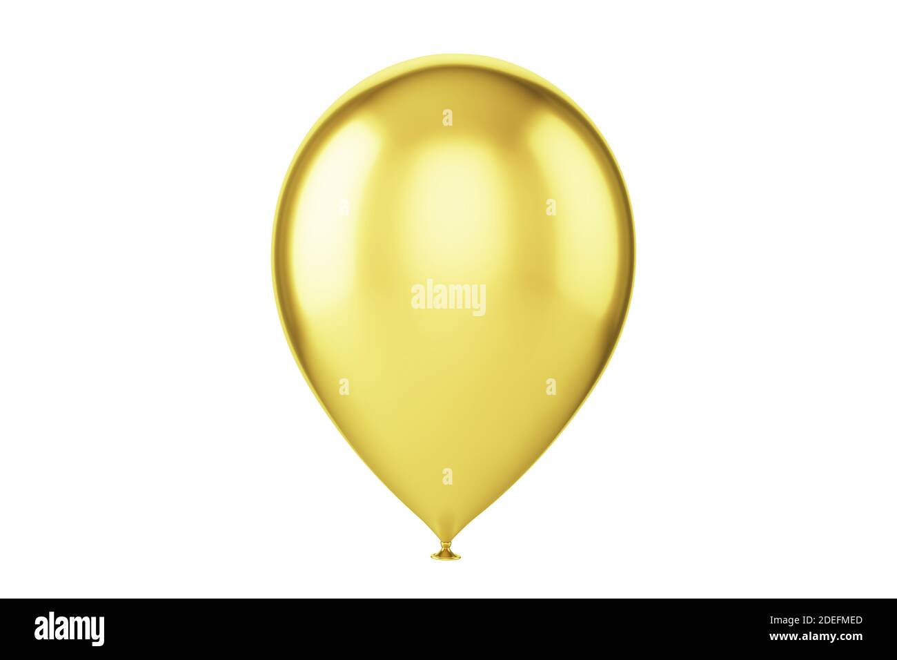 one yellow golden balloon close up isolated on white, 3d render Stock ...