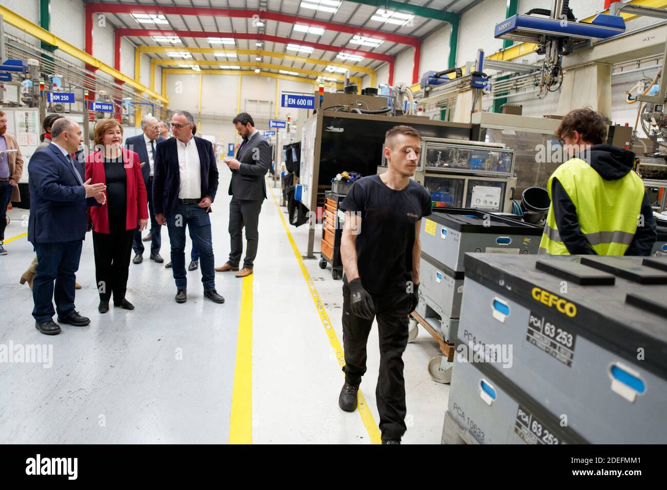 Nathalie Loiseau, head of the LREM list, visiting Silmodes Plasticos in ...