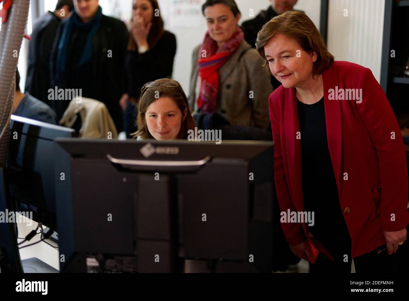 Nathalie Loiseau, head of the LREM list, visits the Rubika school in ...