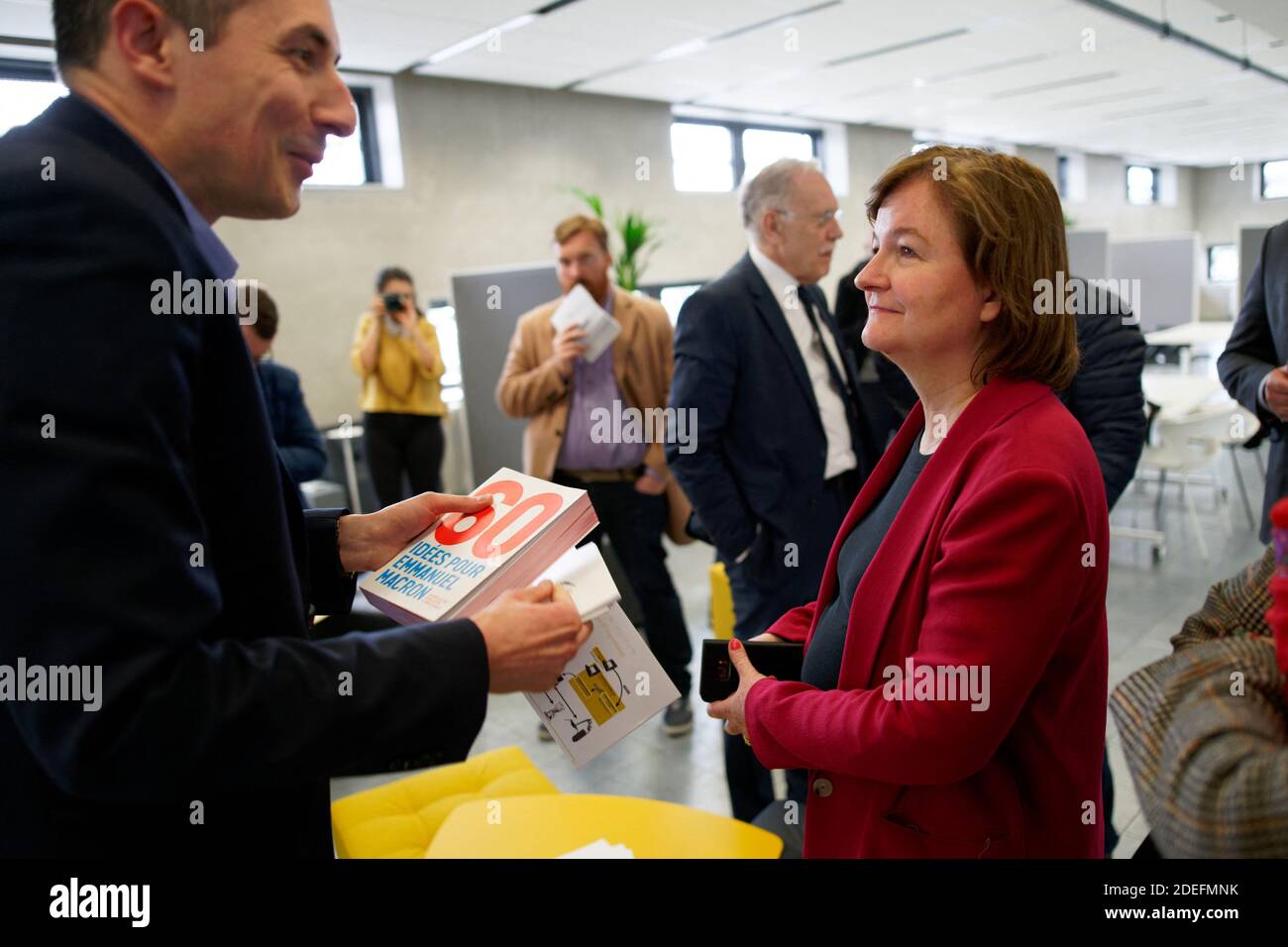 Nathalie Loiseau, head of the LREM list, visits the Rubika school in ...