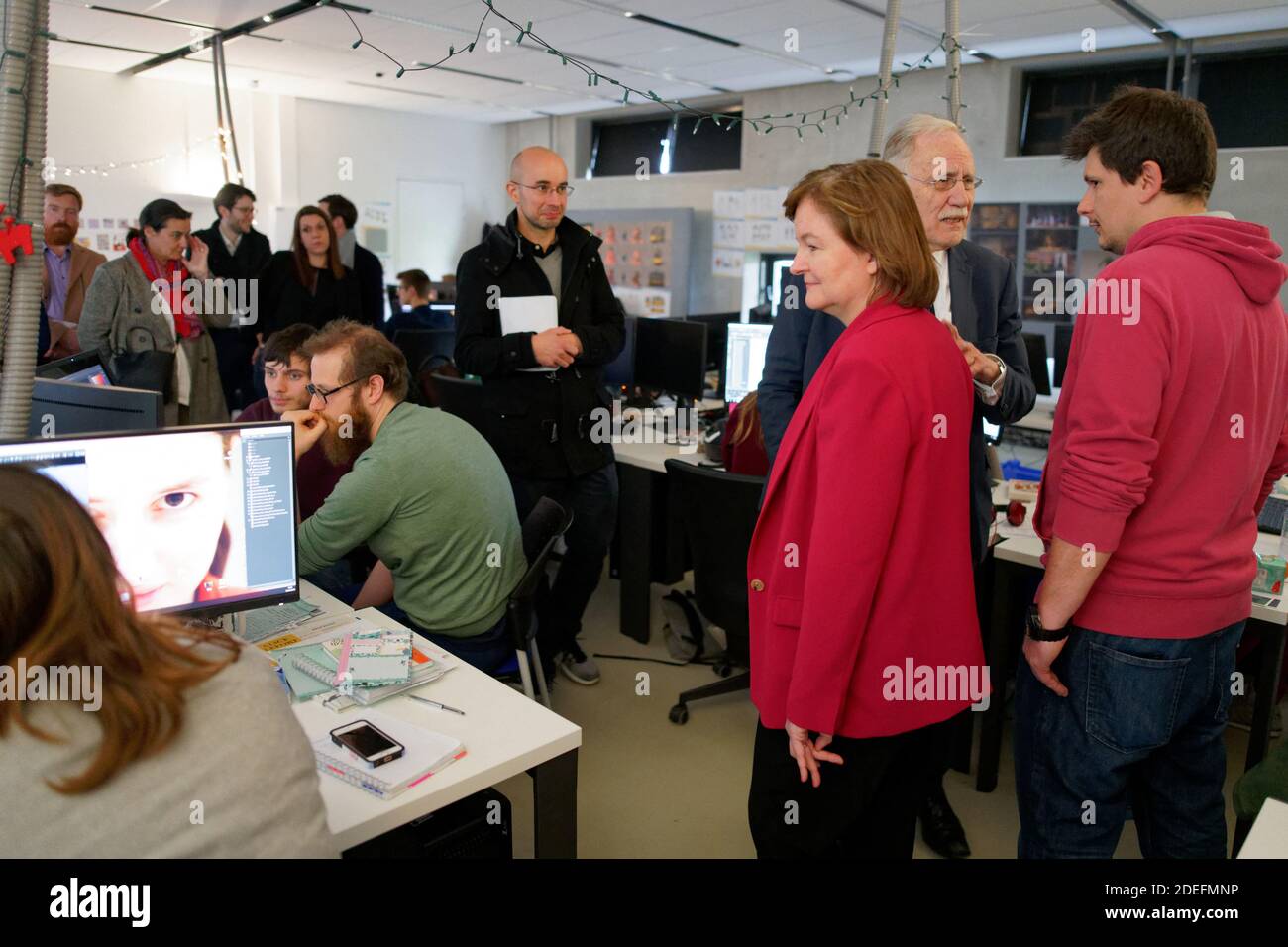 Nathalie Loiseau, head of the LREM list, visits the Rubika school in ...