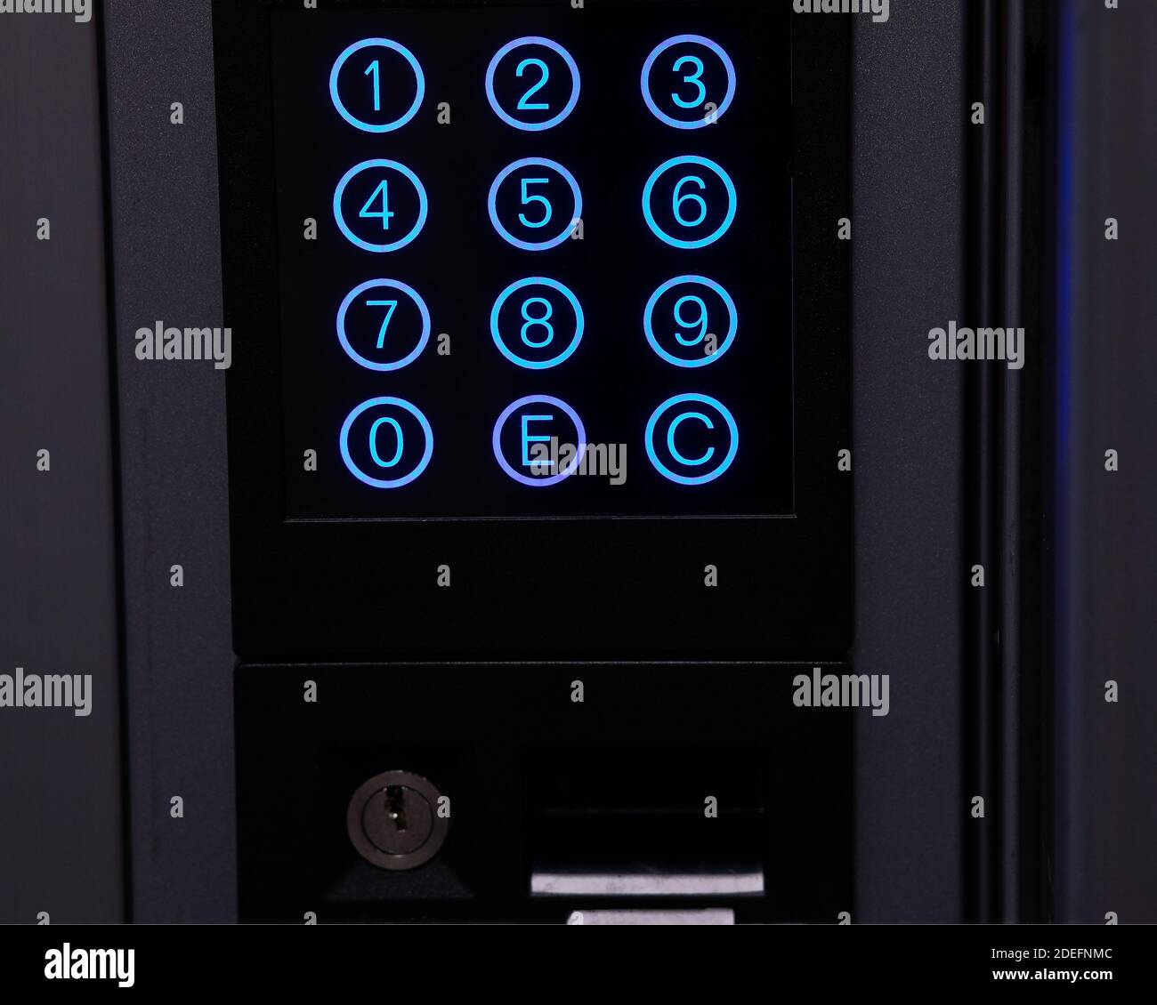Vending Machine Panel with Electronic Illuminated Buttons. Close-up ...