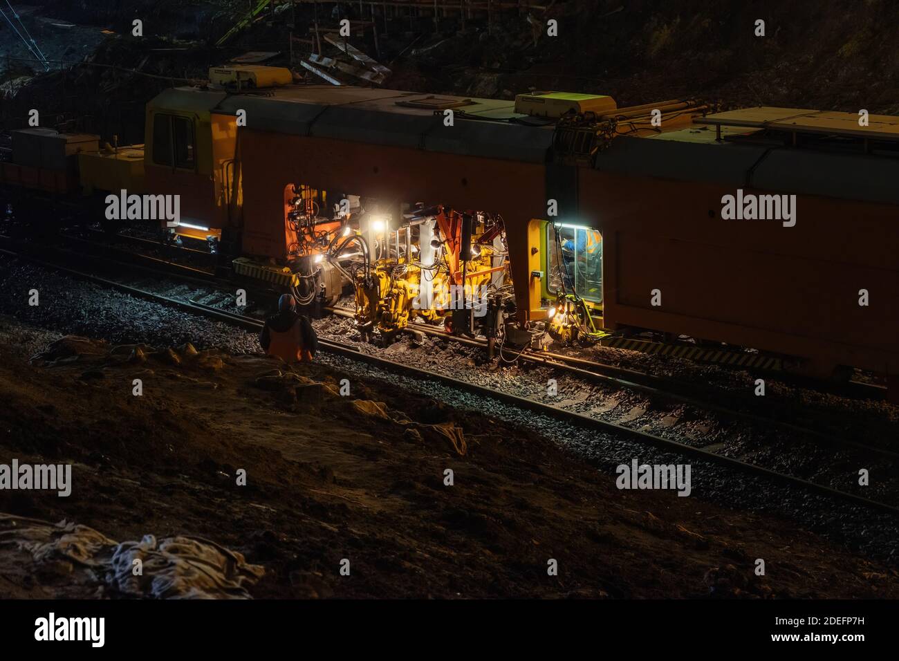Railway track maintenance night hi-res stock photography and images - Alamy