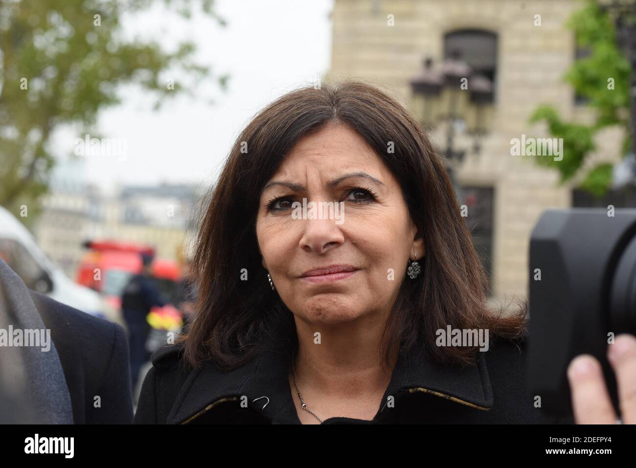 Mayor of Paris Anne Hidalgo at the Notre-Dame Cathedral the day after ...