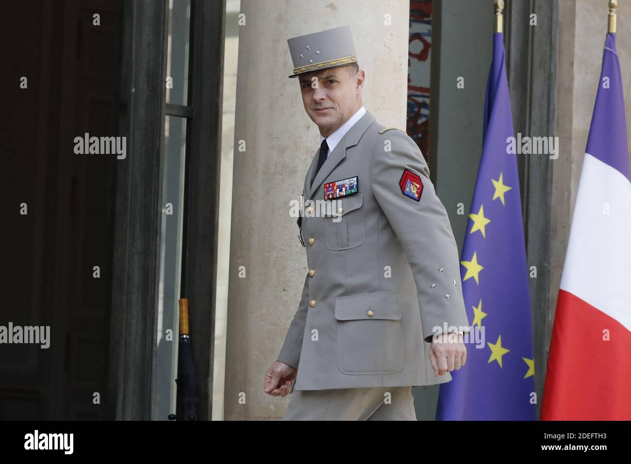 General Bruno Le Ray, Military Governor of Paris arriving at the Elysee ...