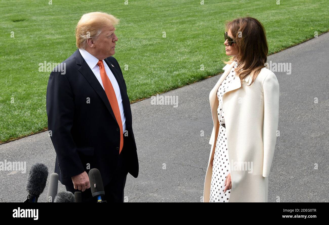 U.S. President Donald Trump and first lady Melania Trump depart the ...