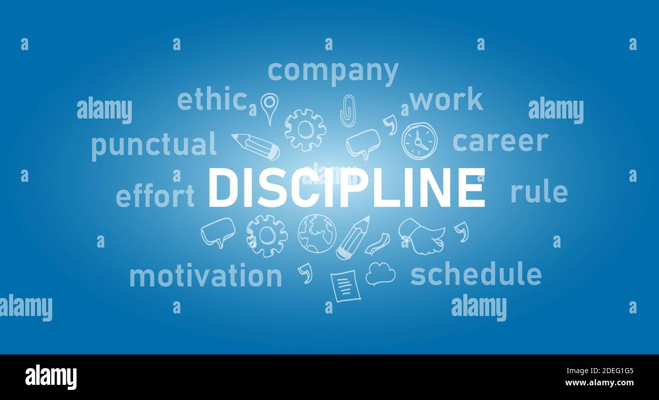 discipline text concept of work ethic text in blue Stock Vector Image ...