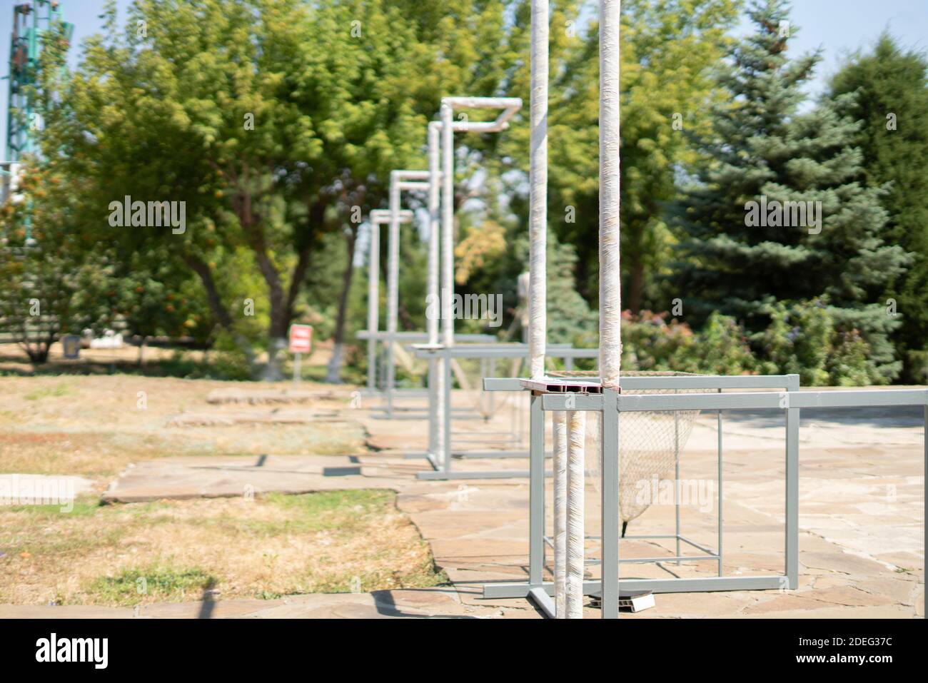 the outdoor empty shooting range spot, sport aiming training practice ...