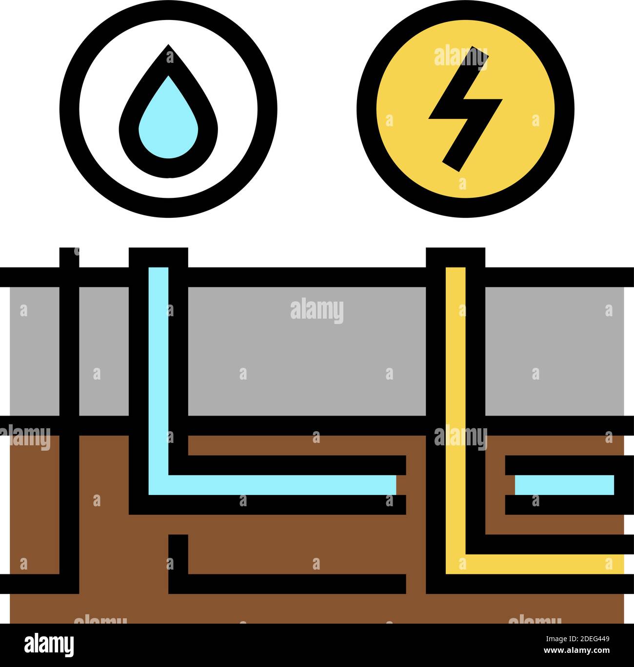 building drainage and electricity color icon vector illustration Stock ...