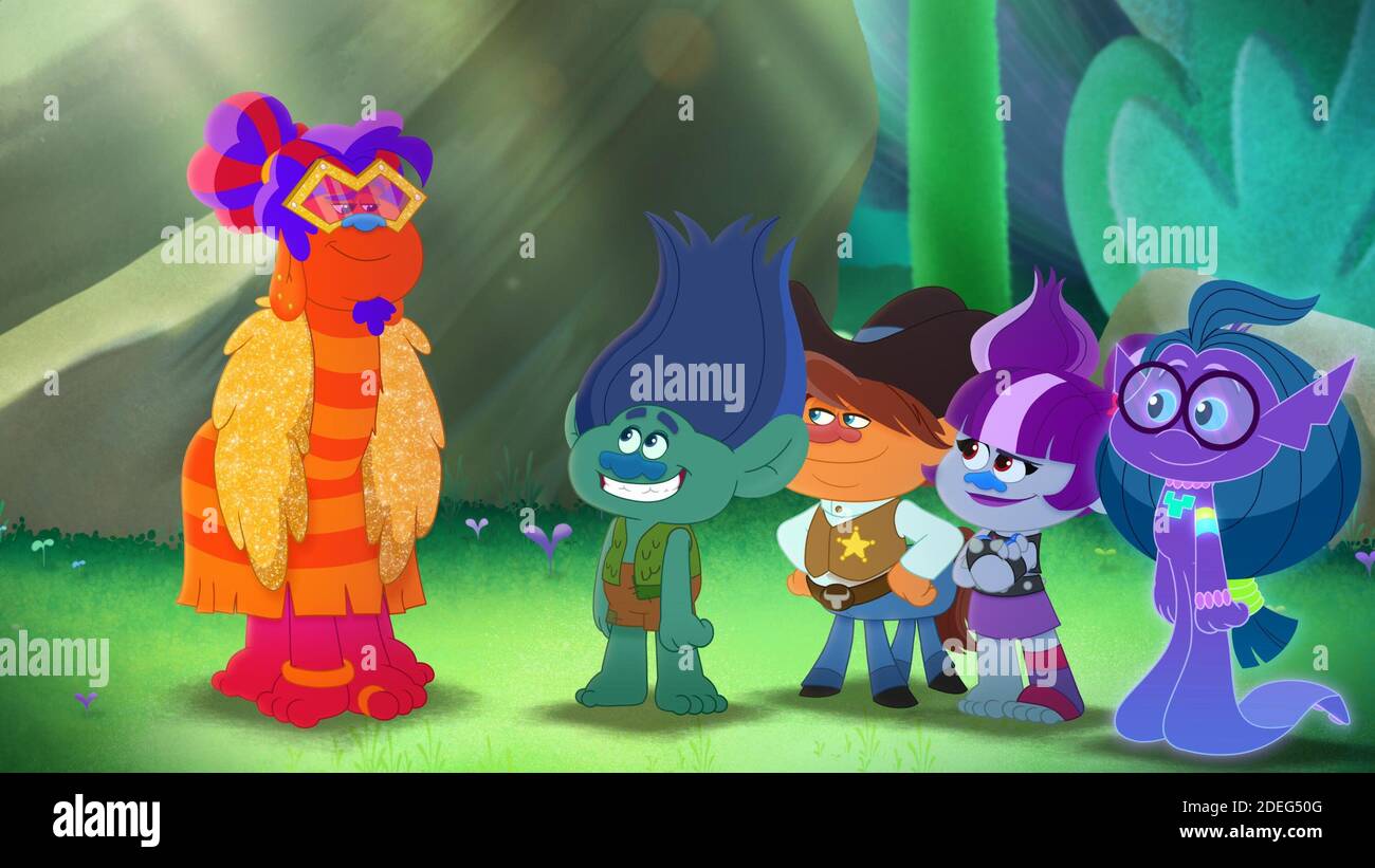 TROLLSTOPIA, far left: Lownote Jones (voice: Michael-Leon Wooley), center: Gust Tumbleweed ...