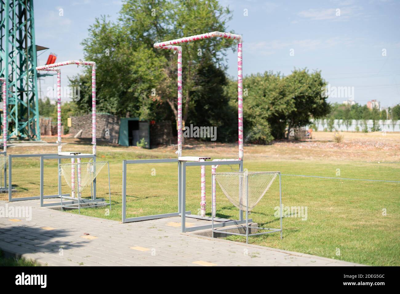 the outdoor empty shooting range spot, sport aiming training practice ...