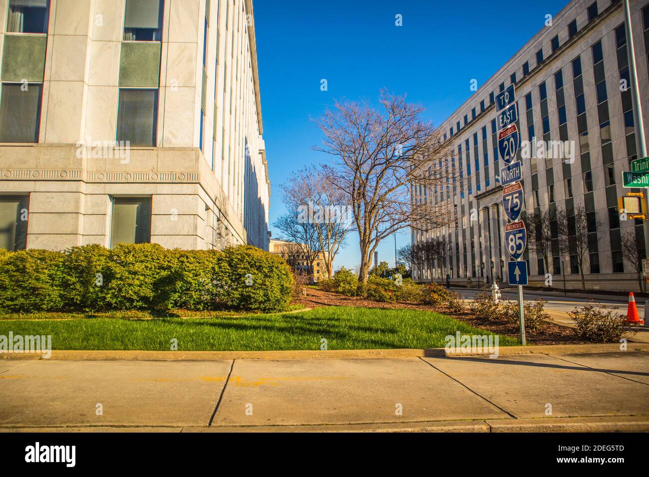 Atlanta, Ga USA 03 07 20: Downtown buildings and street signs Stock ...