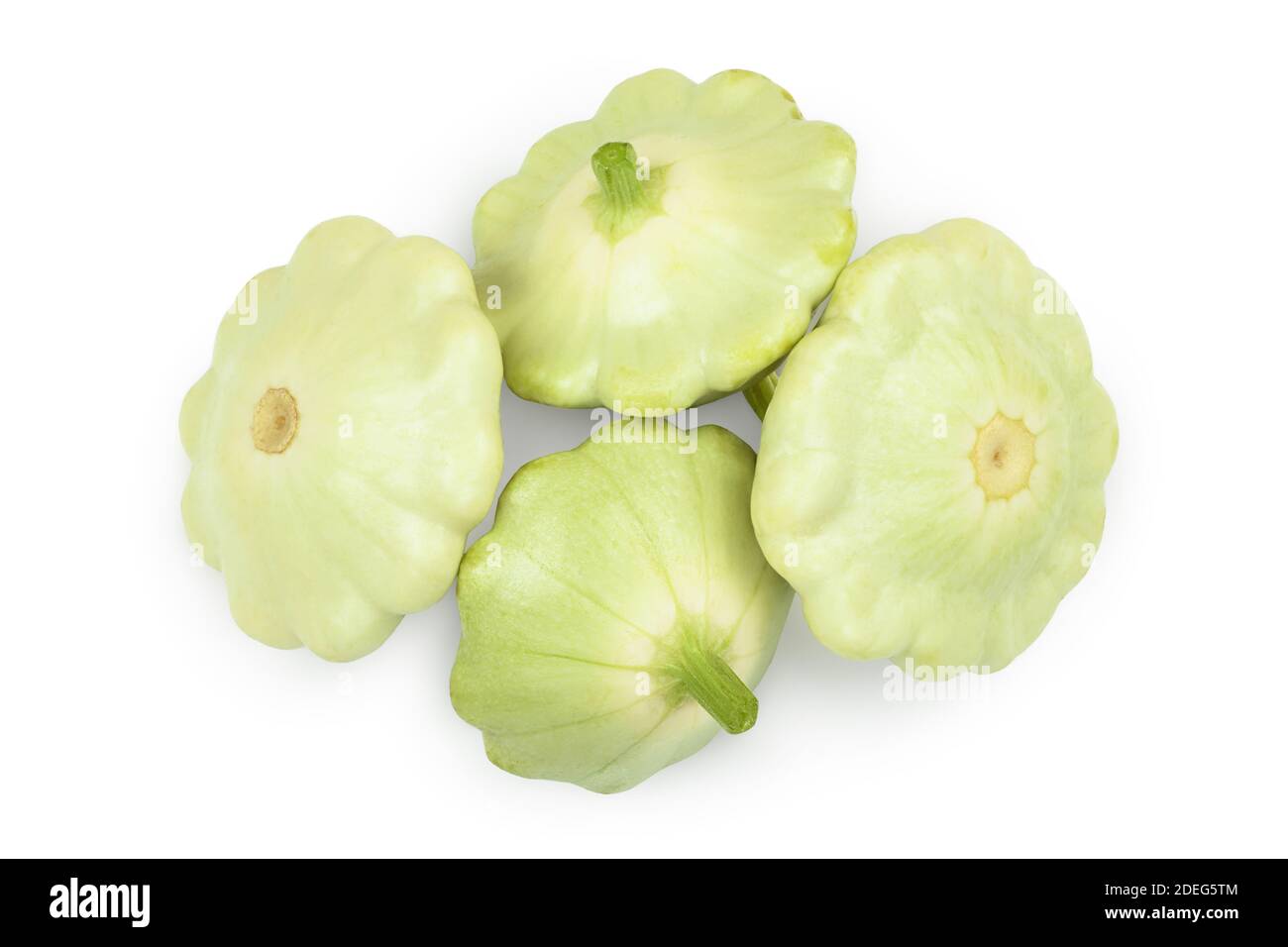 green pattypan squash isolated on white background. Top view with ...
