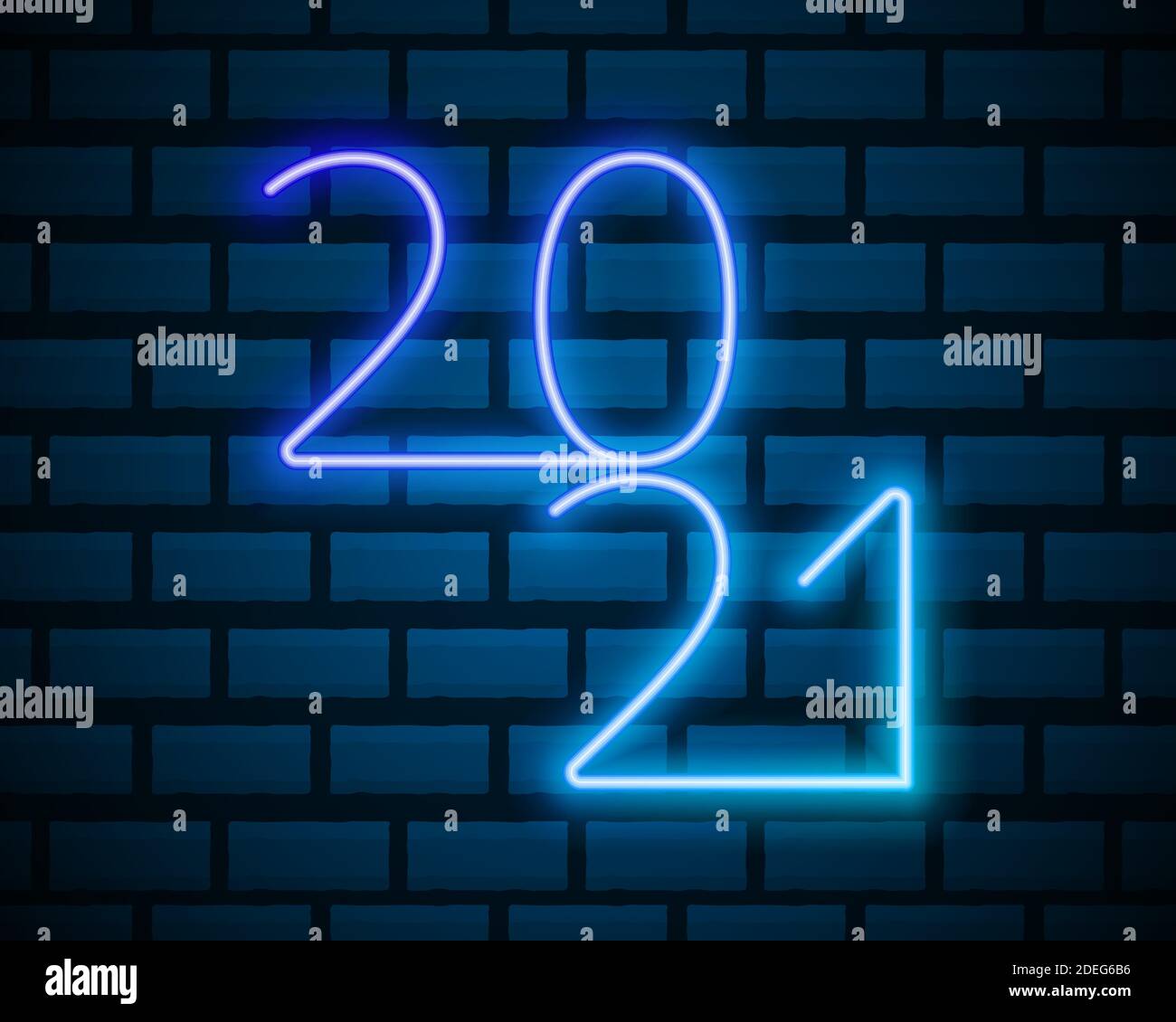 2021 Neon Text. 2021 New Year Design template. Light Banner. Vector ...