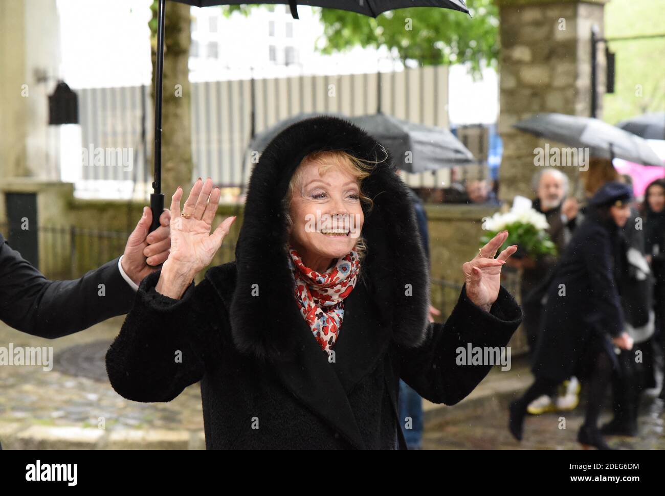 Isabelle Aubret during Dick Rivers funerals at the Saint-Pierre of ...