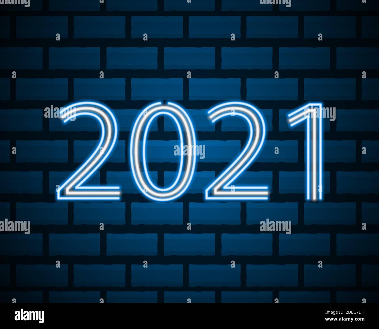 2021 Neon Text. 2021 New Year Design template. Light Banner. Vector ...