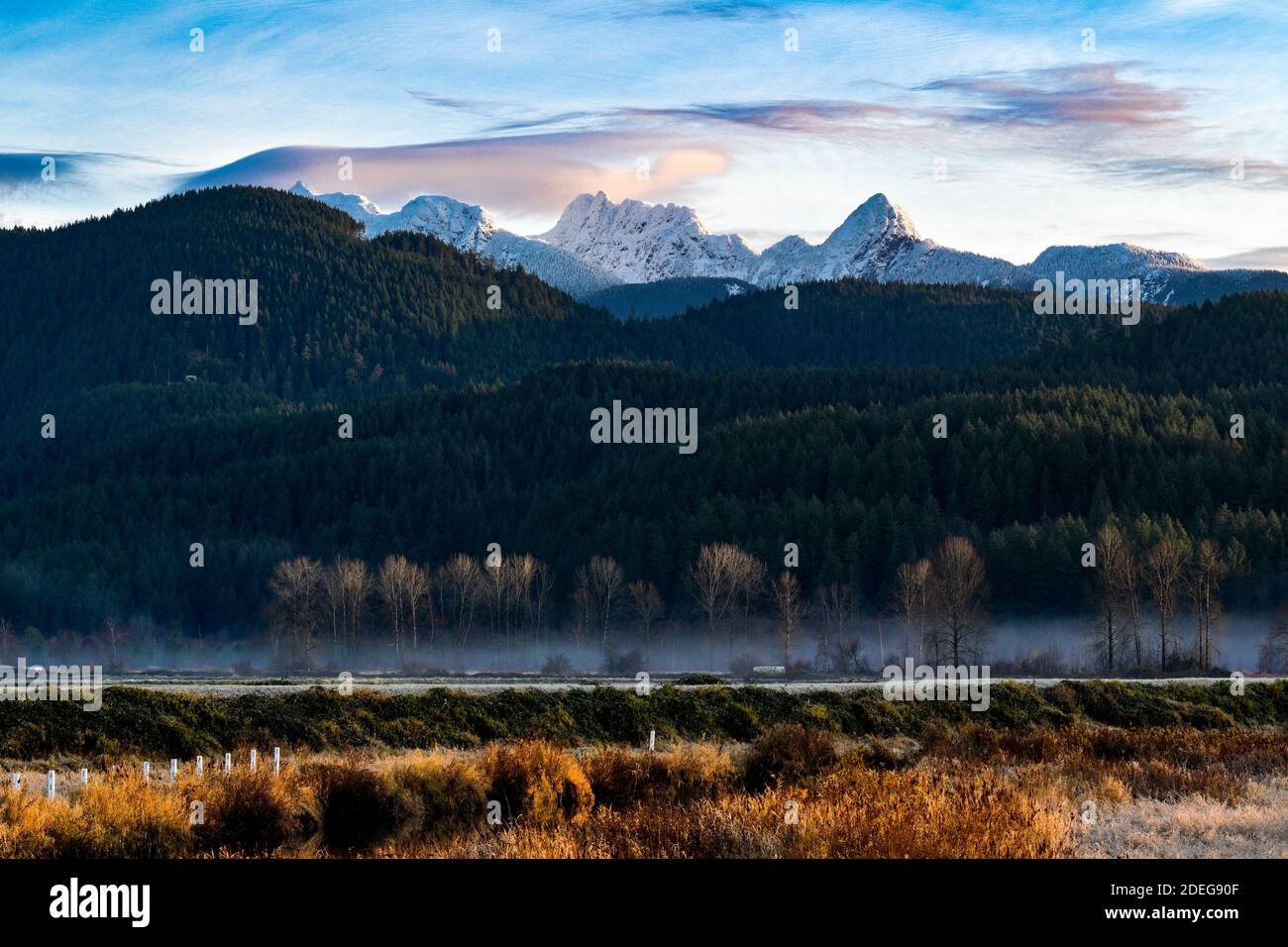 Golden Ears, mountain peaks, Pitt Meadows, British Columbia, Canada ...